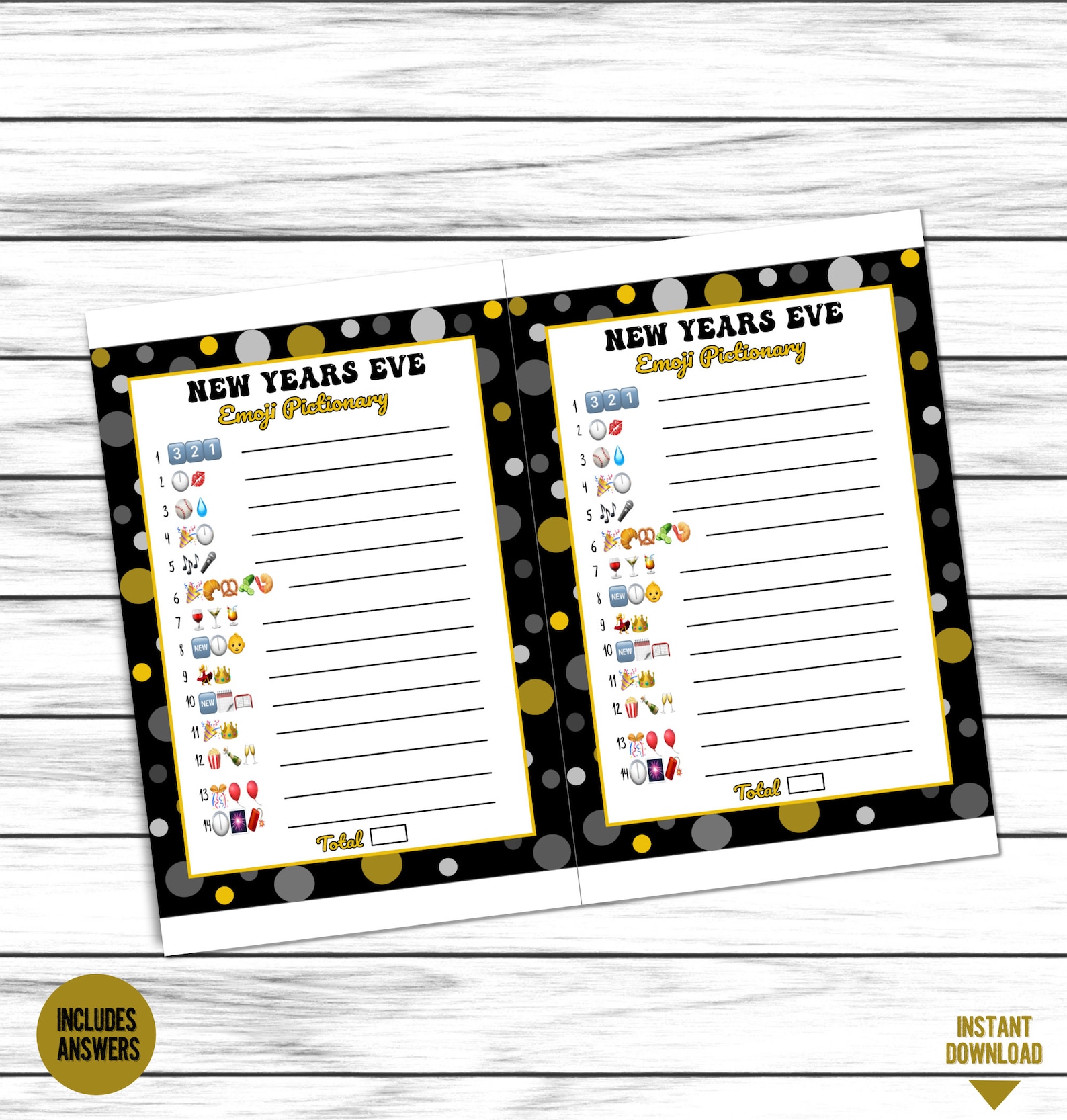 New Years Game, Emoji Pictionary, New Years Party Game Activity, New ...