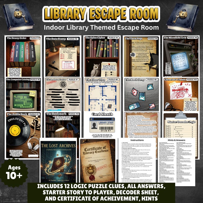 Library Escape Room Game Printable | the Lost Archives Mystery ...