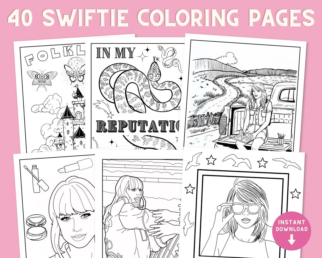Printable Swiftie Fans Coloring Pages For Kids Adults Bundle Taylor ...