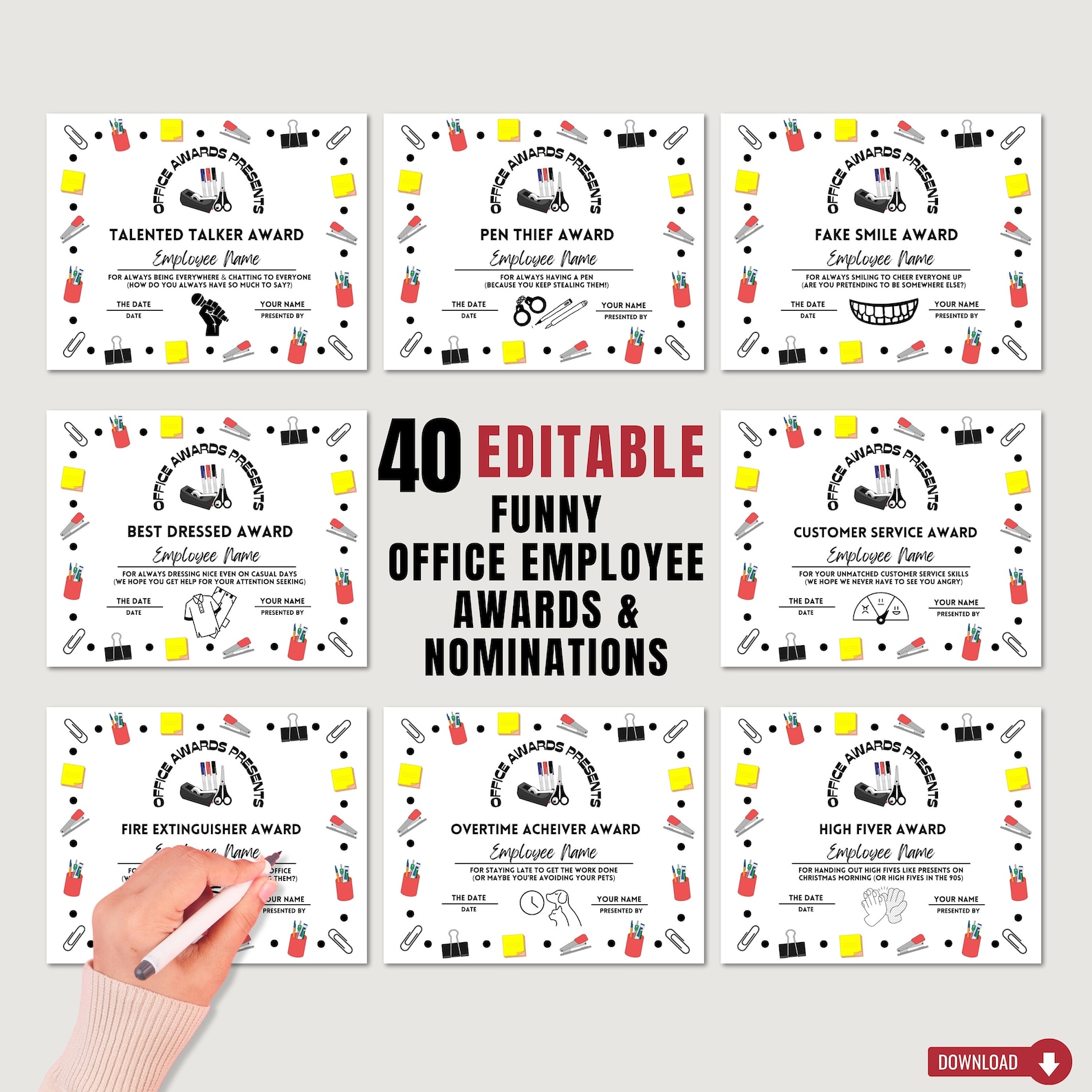 Employee Appreciation Award Certificates Printable Funny Coworker Gift ...