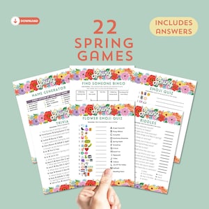 Spring Break Printable Games Mega Bundle With Answers | Flowers Emoji ...