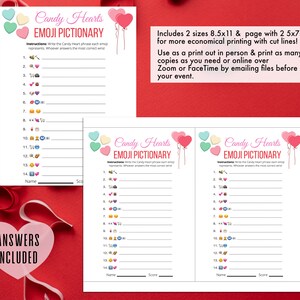 Valentines Day Candy Heart Emoji Pictionary Game,virtual or Printable V ...