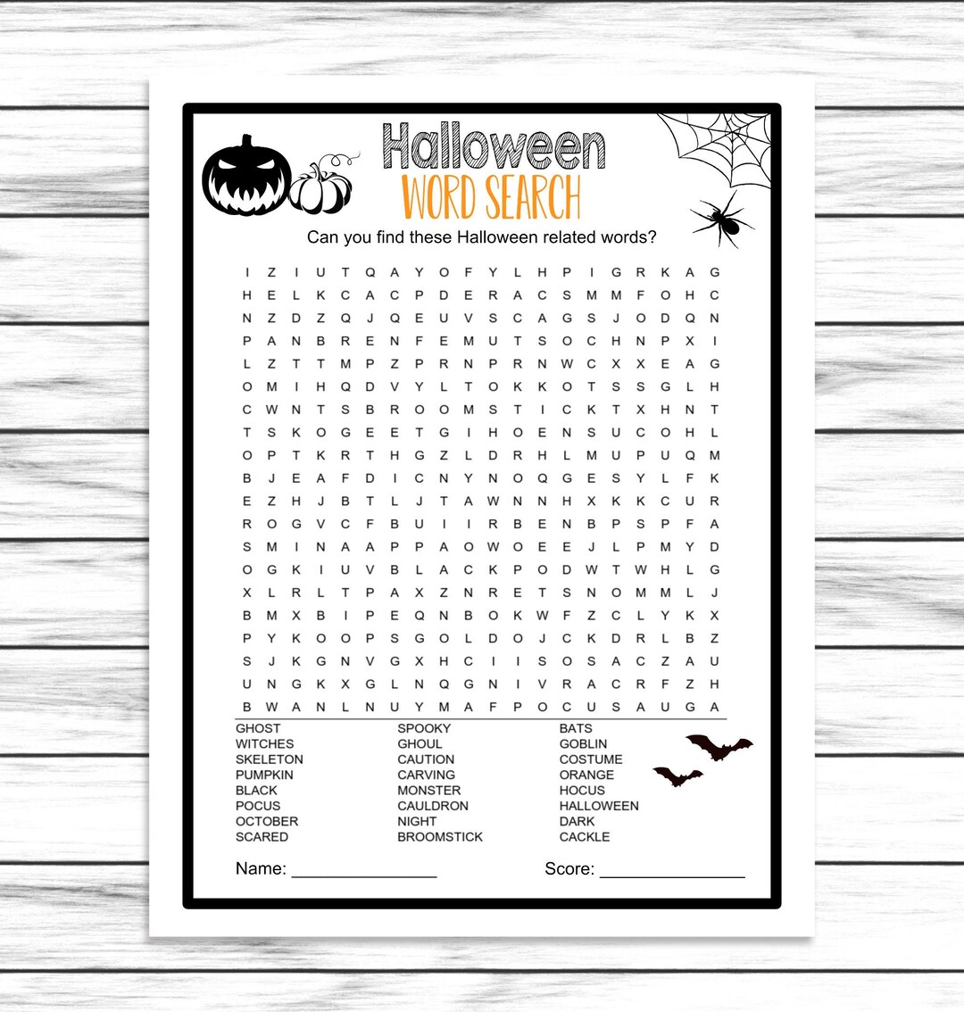 Halloween Word Search Game Virtual or Printable Halloween - Etsy