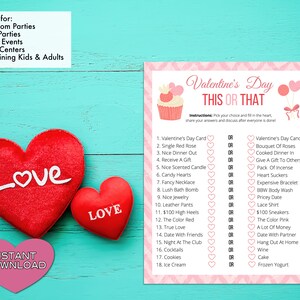 Valentines This or That Game -classroom Office Valentines Day Party ...