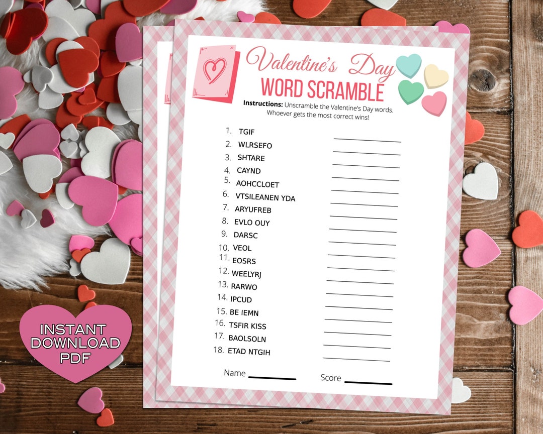 Valentines Day Word Scramble Game Classroom Office Valentines - Etsy ...