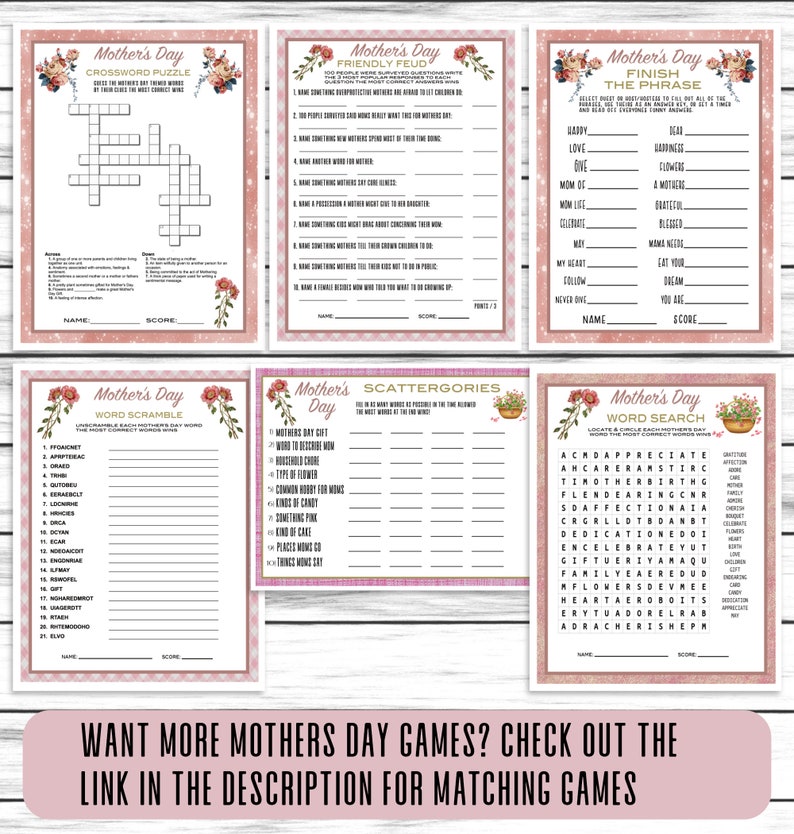 Mothers Day Word Search Game Word Find Game Party Game - Etsy