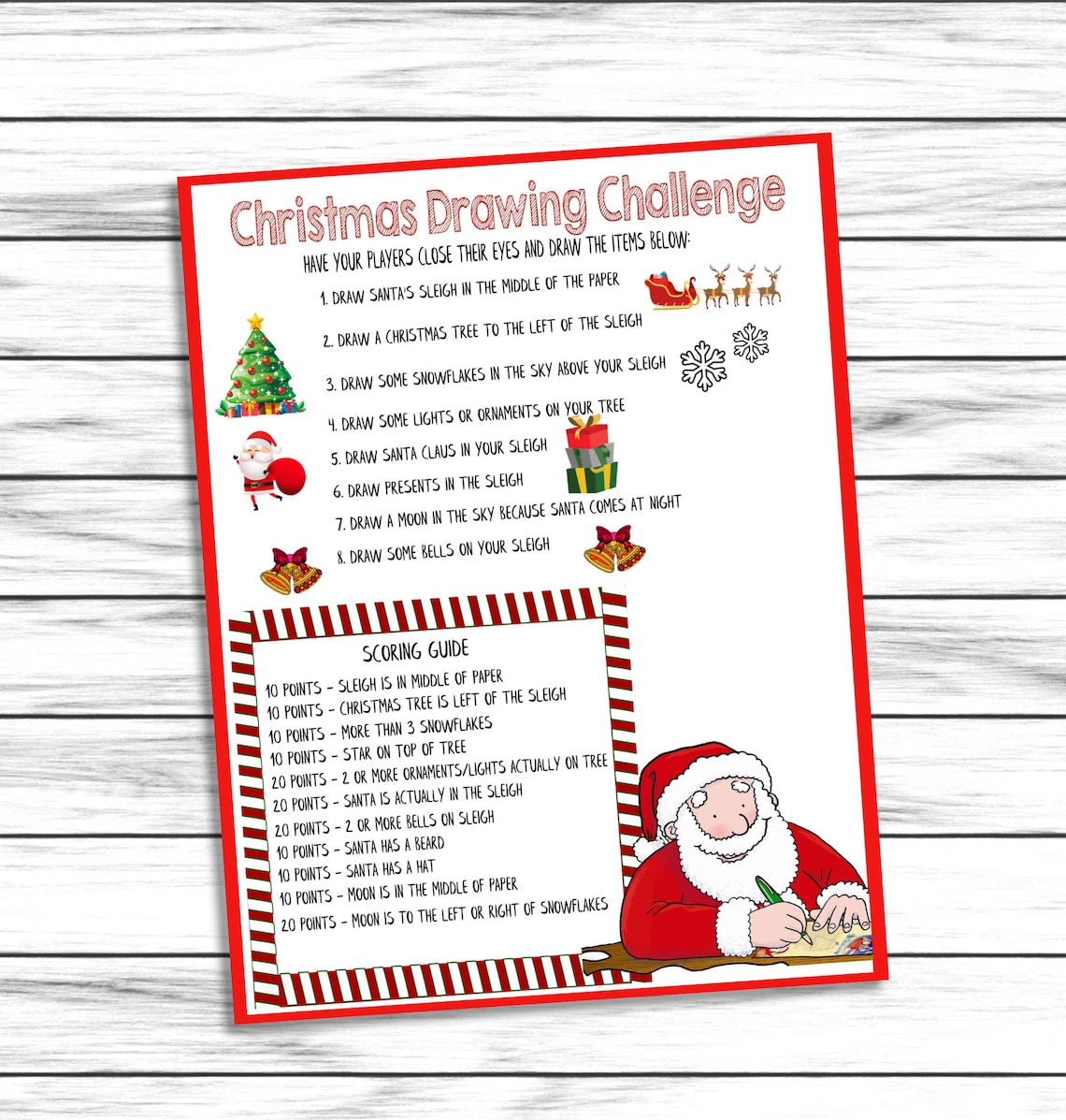 Christmas Game Drawing Challenge Christmas Party Game Xmas - Etsy