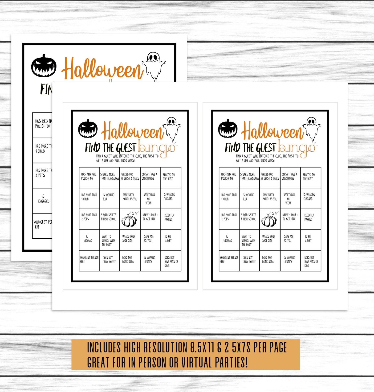 Halloween Find the Guest Bingo Game, Virtual or Printable Halloween ...