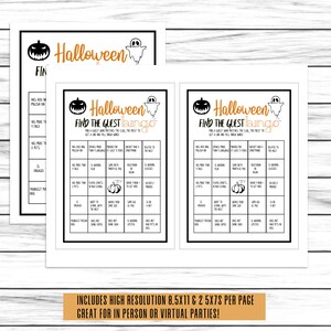 Halloween Find the Guest Bingo Game, Virtual or Printable Halloween ...