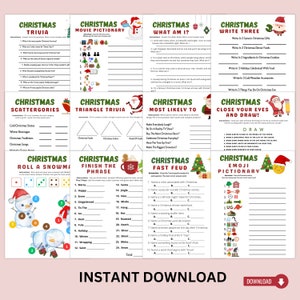Christmas Party Editable Games | Printable Xmas Game Bundle | Christmas ...