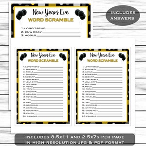 New Years Eve Word Scramble Game, Printable or Virtual Holiday Party ...