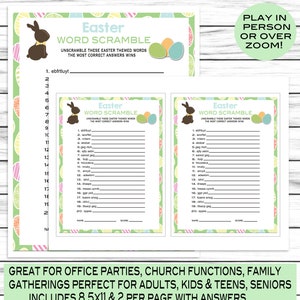 Easter Word Scramble, Easter Party Game, Easter Family Game, Word ...