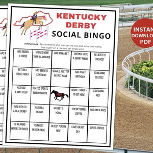 Kentucky Derby Find the Guest Bingo Game | Triple Crown Party Idea ...