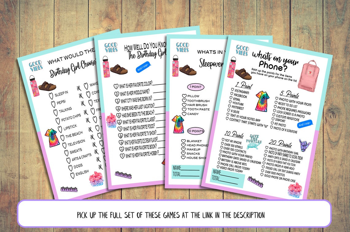 Whats on Your Phone Birthday Girl Game Teen Birthday Games | Etsy