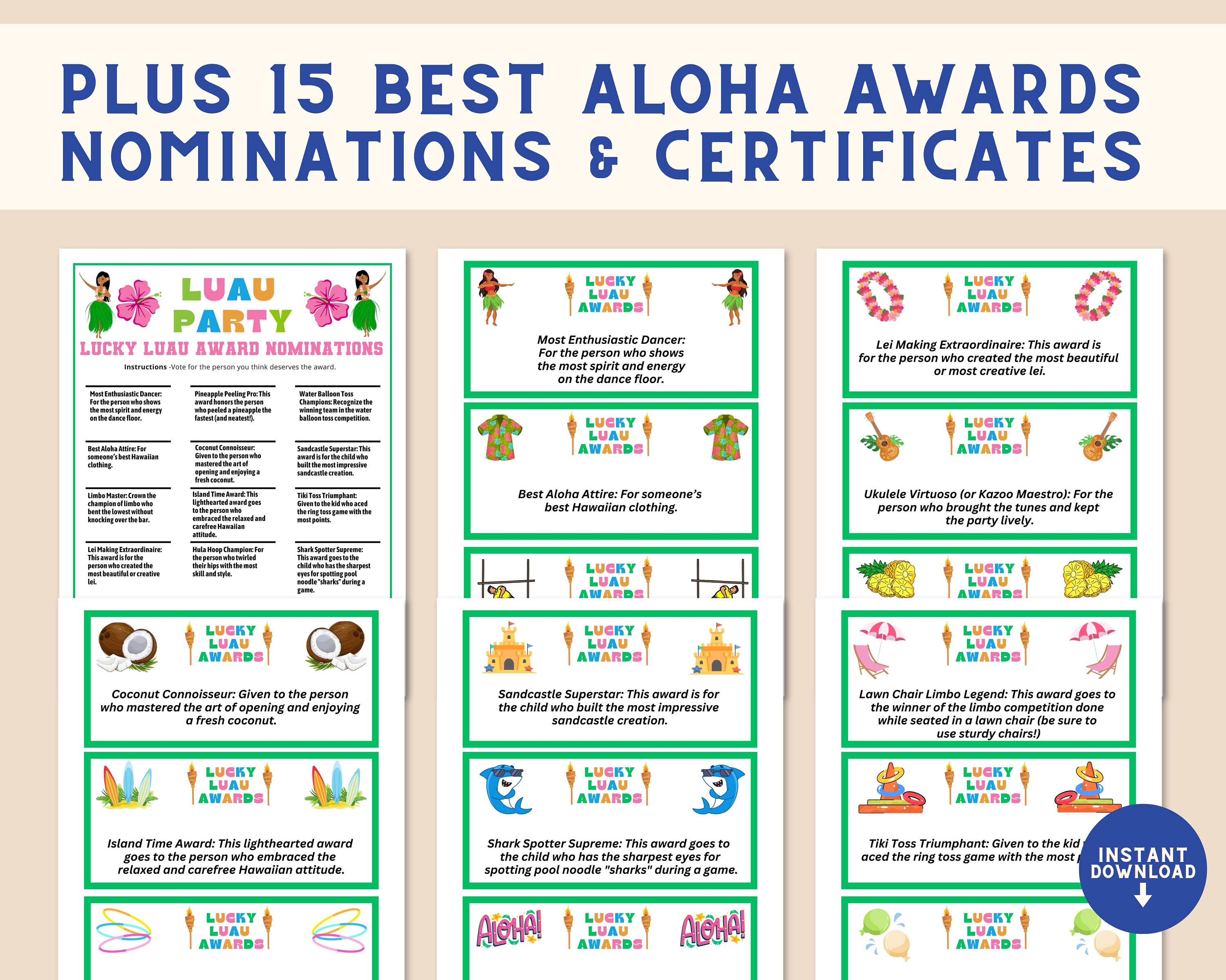 Printable Luau Tiki Party Summer Games | Tropical Aloha Activities ...