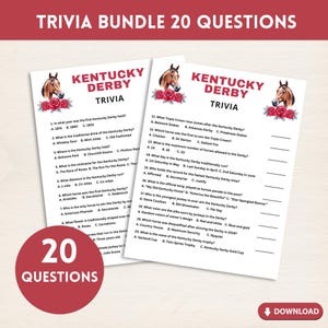 Printable Kentucky Derby Trivia Game Bundle, Derby Party Game, Trivia ...