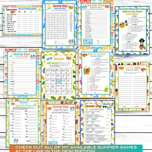 Summer Scattergories, Party Game, Word Game, for Adults Kids, Summer ...