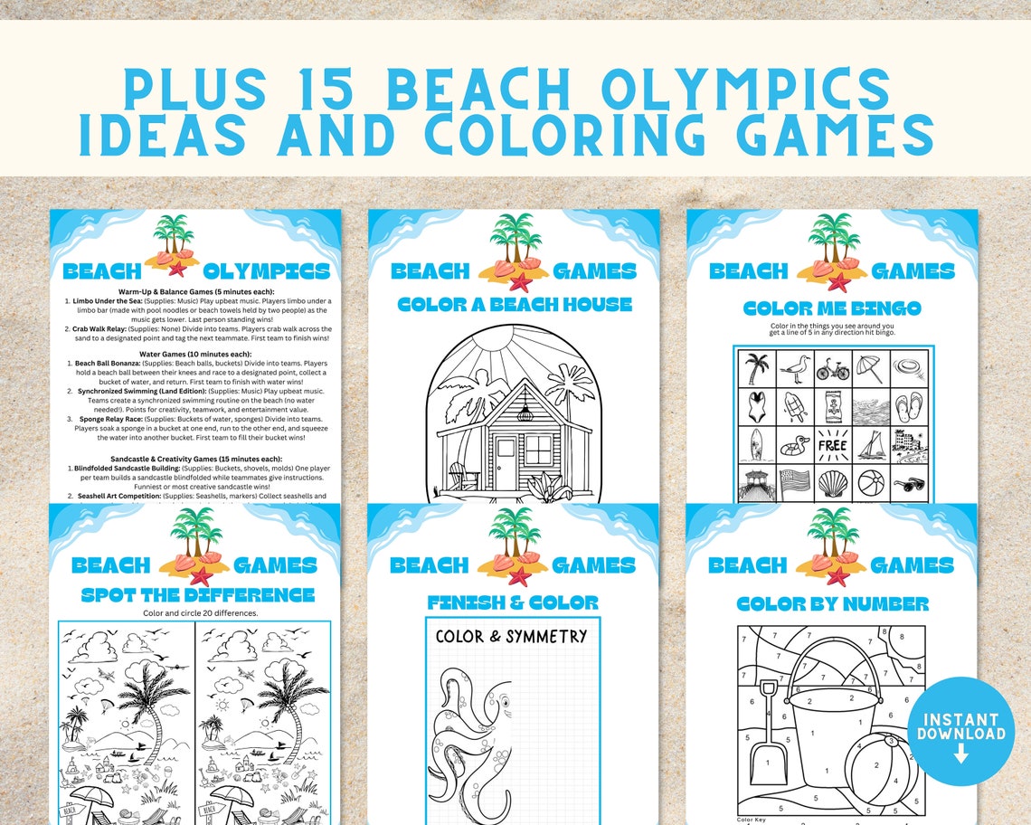 Printable Beach Games & Answers | Ocean Party Games for Kids and Adults ...