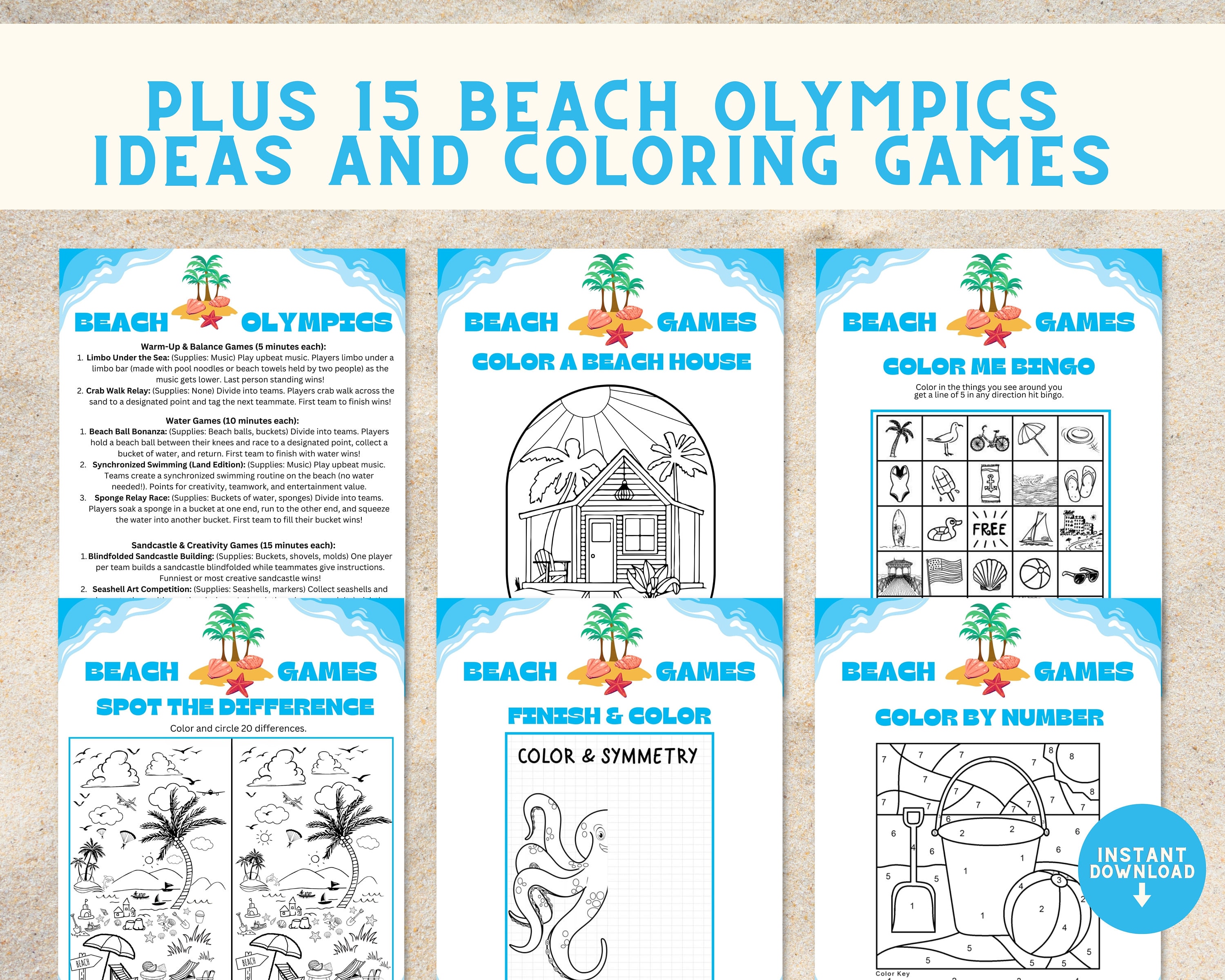 Printable Beach Games & Answers | Ocean Party Games for Kids and Adults ...