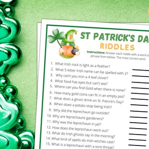 St Patricks Day Riddles Printable Game | St Paddys Office Classroom ...