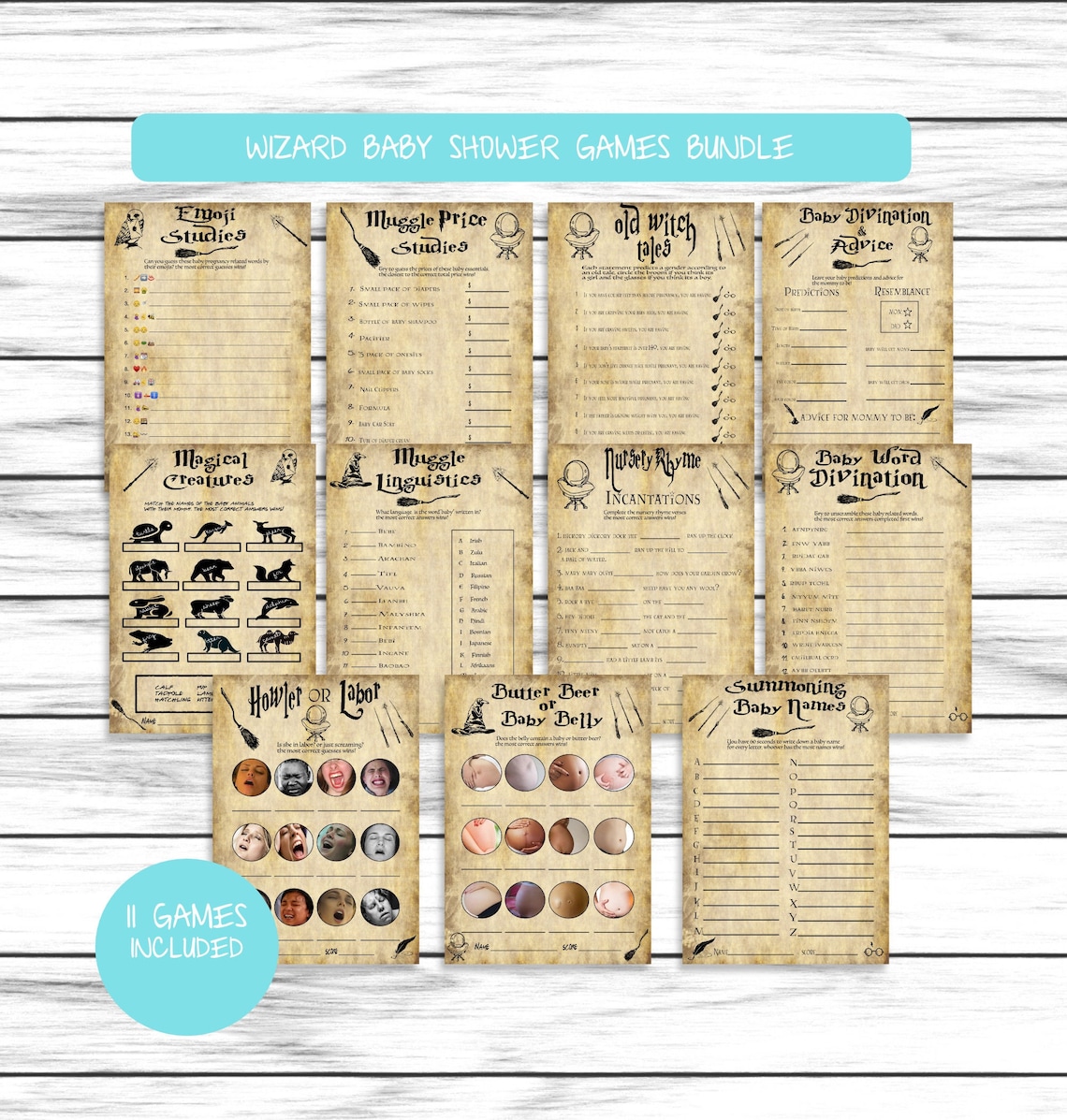 Wizard Baby Shower Games Magic Baby Shower Game Bundle Magic - Etsy
