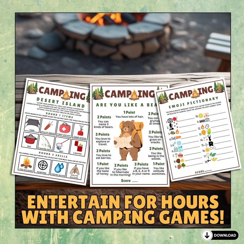 Printable Camping Games With Answers | Group Camping Activities ...