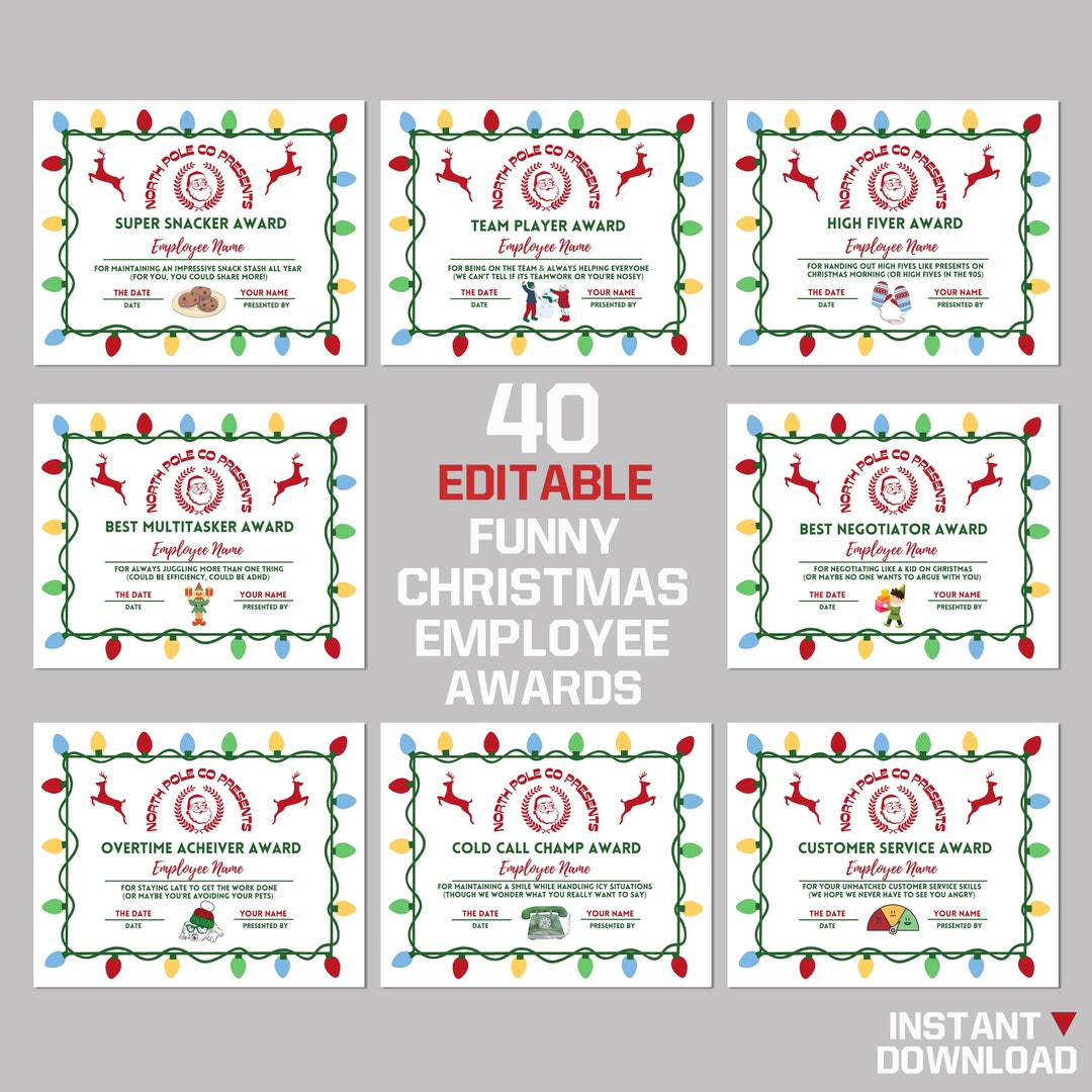 Employee Appreciation Christmas Award Certificates Printable Funny ...