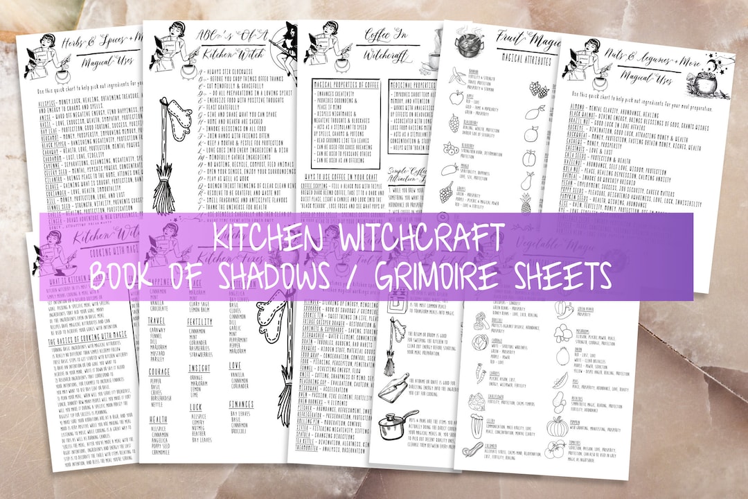 Kitchen Witchcraft Basic Printable Grimoire Pages, Book of Shadows ...