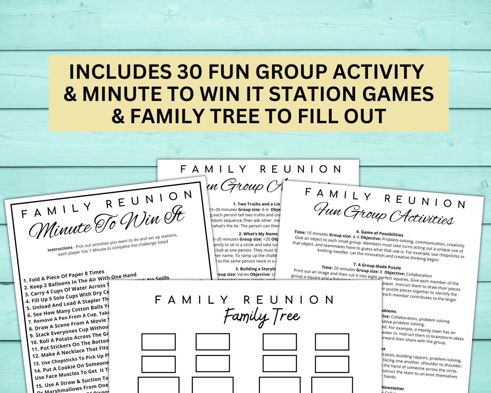 Printable Family Reunion Games Bundle Editable Template Family ...