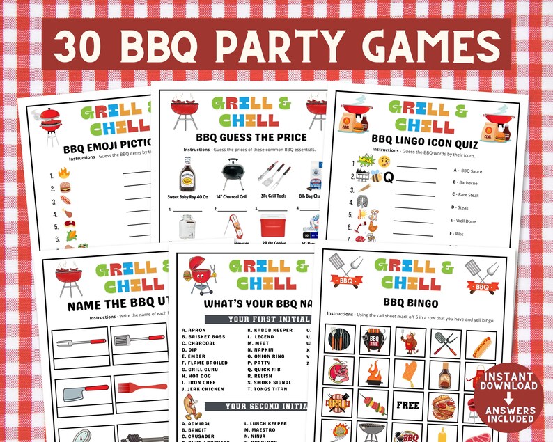 BBQ Grill & Chill Party Games for Adults Kids | I Do BBQ Shower Summer ...