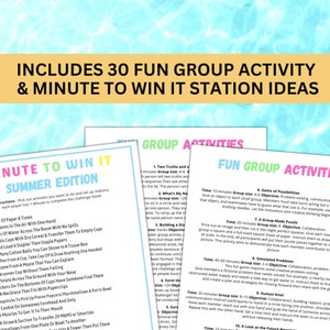Printable Summer Games for Kids Adults Families | Editable Summer ...