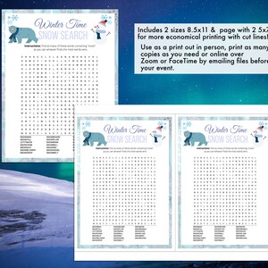 Snow Word Search Find Winter Party Game for Adults Kids - Etsy
