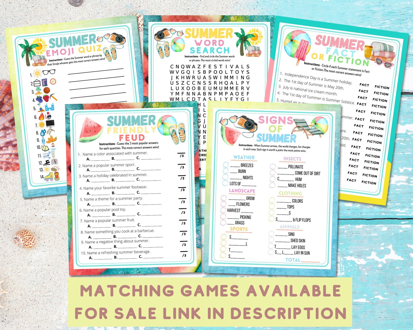 Summer Family Feud Trivia Party Game Family Reunion Quiz - Etsy