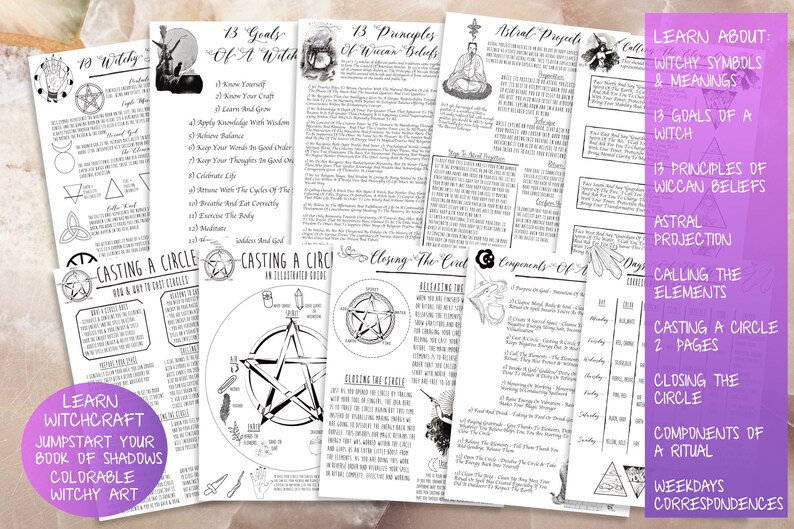 Witchcraft Basic Printable Grimoire Pages, Book of Shadows Pages ...