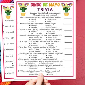 Printable Cinco De Mayo Trivia Party Game | Instant Download Classroom ...