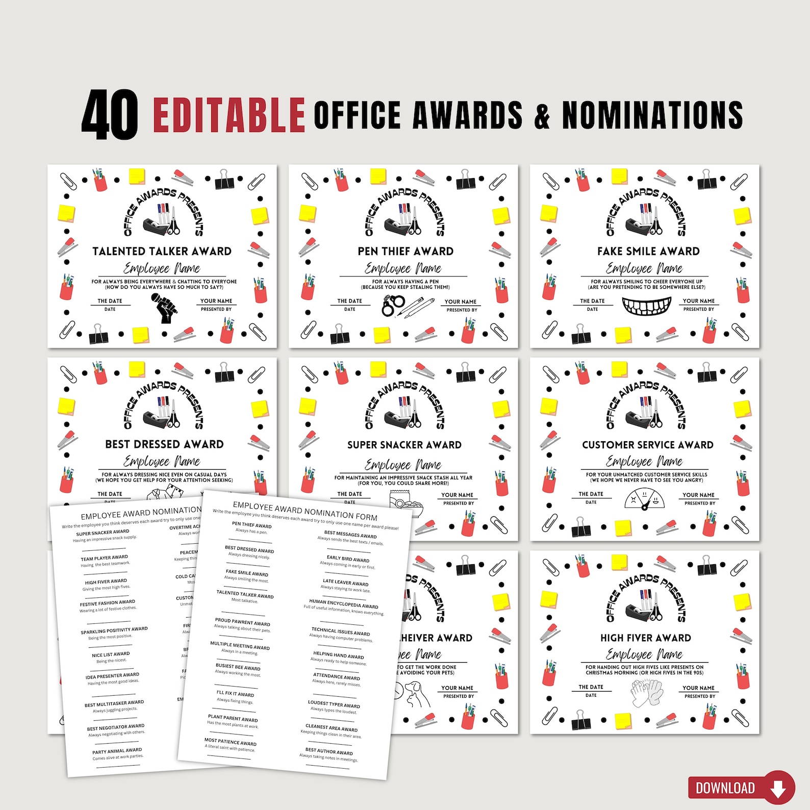 Employee Appreciation Award Certificates Printable Funny Coworker Gift ...