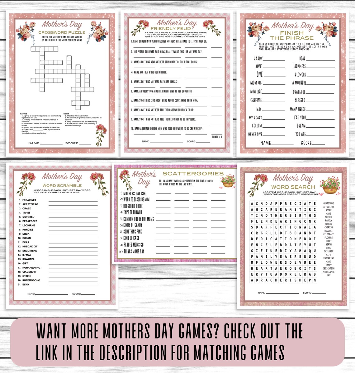 Mothers Day Word Scramble Kids or Adults Party Game Word - Etsy