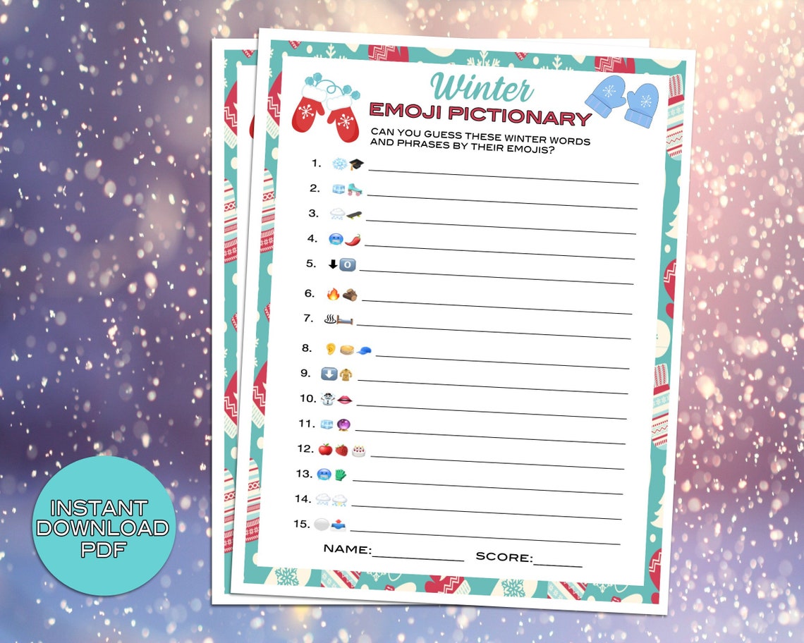 Winter Emoji Game Emoji Pictionary Party Game Emoji Game - Etsy