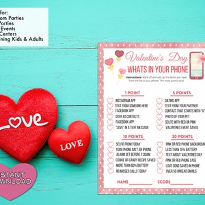 Valentines Whats in Your Phone Game -classroom Office Valentines Day ...