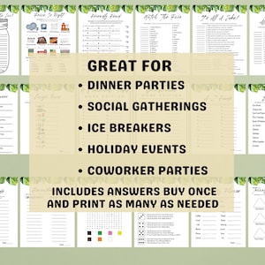 Printable Dinner Party Games | Dinner Games Bundle | Dinner Table Group ...