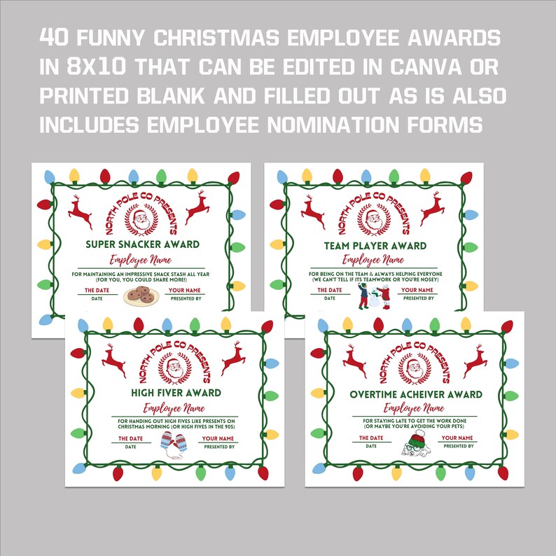 Employee Appreciation Christmas Award Certificates | Printable Funny ...