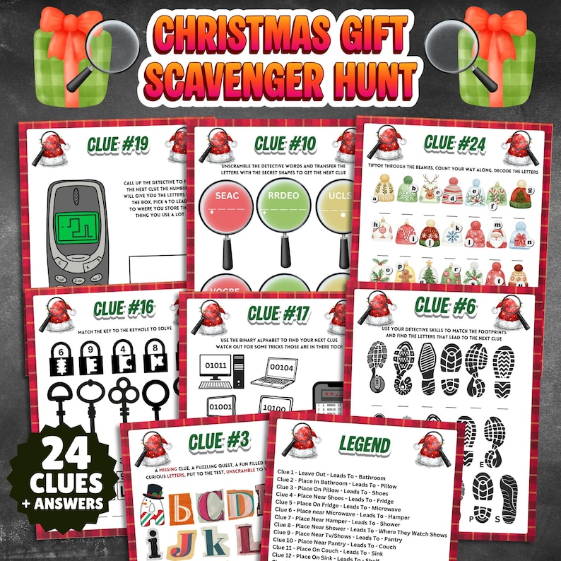 Printable Christmas Scavenger Hunt for Kids | 24 Indoor Clues ...