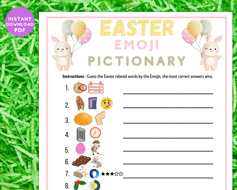 Easter Printable Emoji Pictionary Game Fun Family Activity - Etsy UK