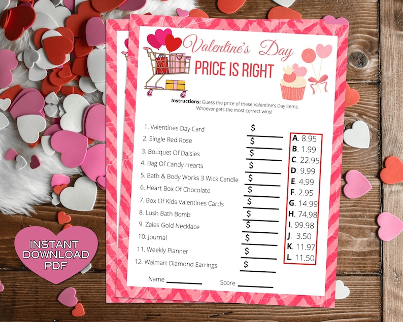 Valentines Day Fun Price is Right Game -classroom Office Party Game for ...