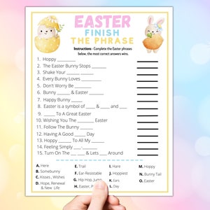 Printable Easter Finish the Phrase Game | Fun Family Idea | Kids Adults ...