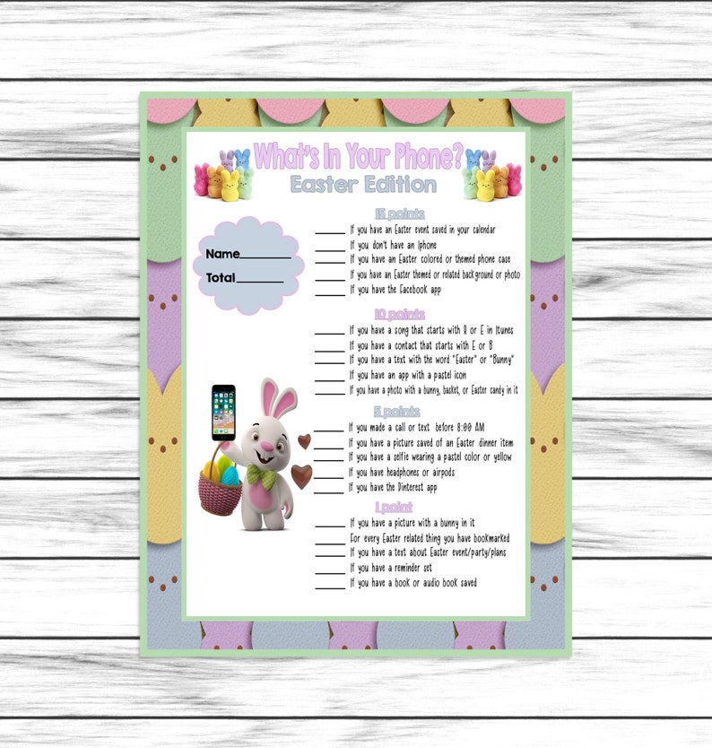 Easter Whats In Your Phone Game Easter Game Easter Party | Etsy