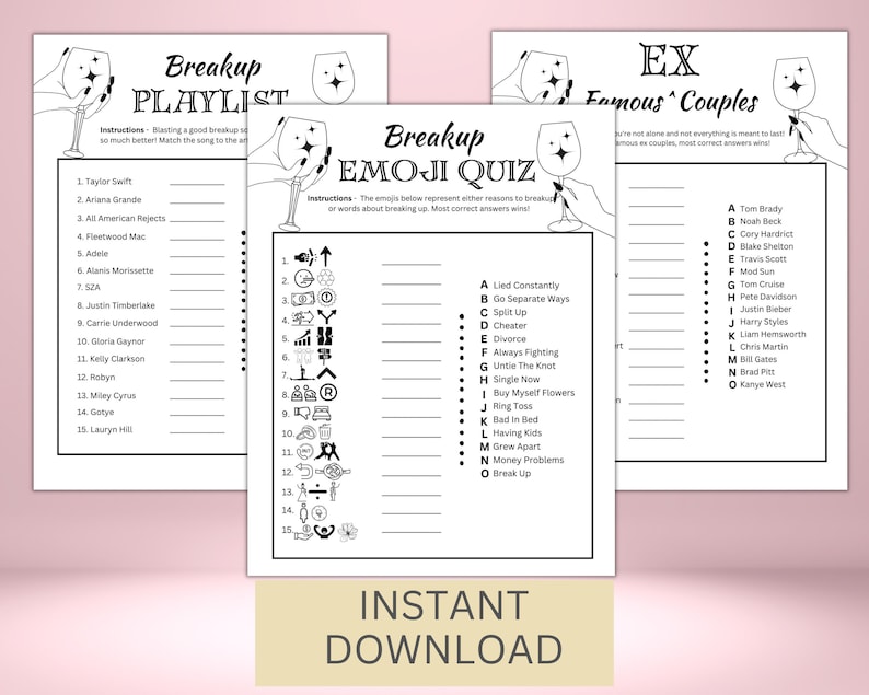 Printable Divorce Party Games Bundle | Breakup Celebration Party ...