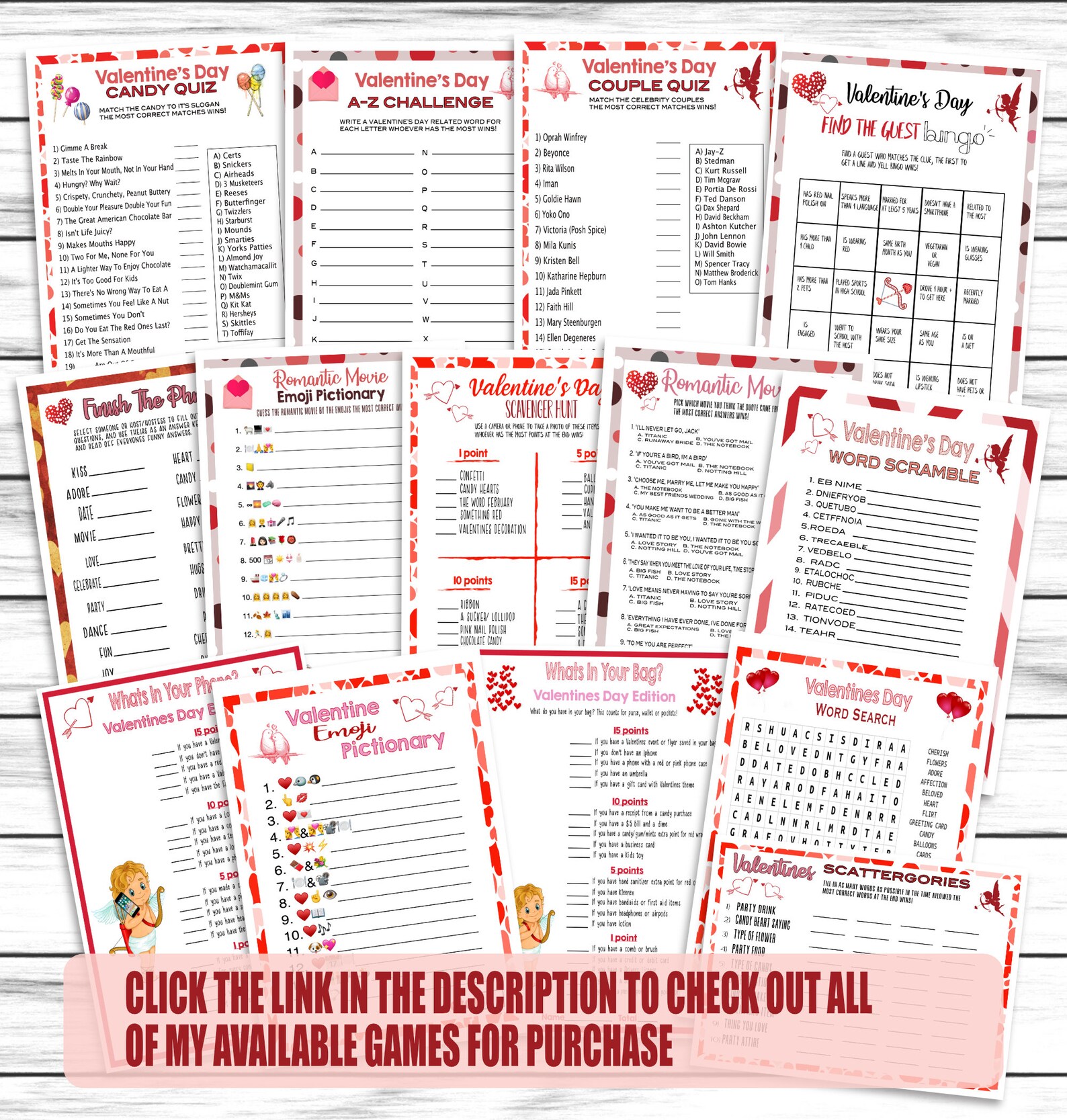 Valentines Party Game Bundle Valentines Day Game Valentines - Etsy Canada