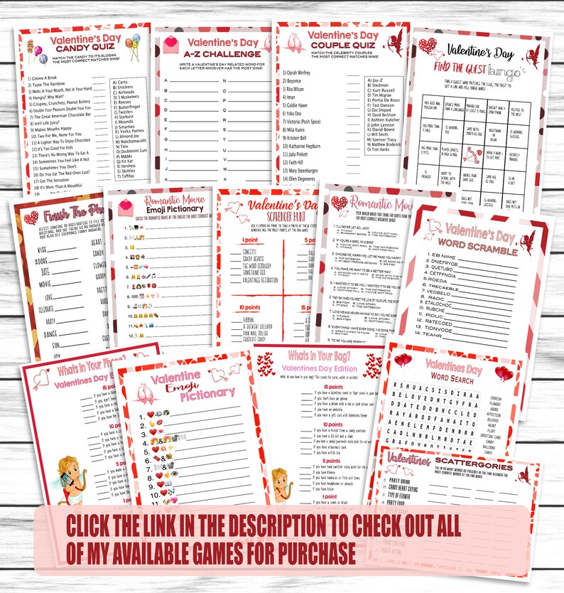 Valentines Party Game Bundle Valentines Day Game Valentines - Etsy Canada
