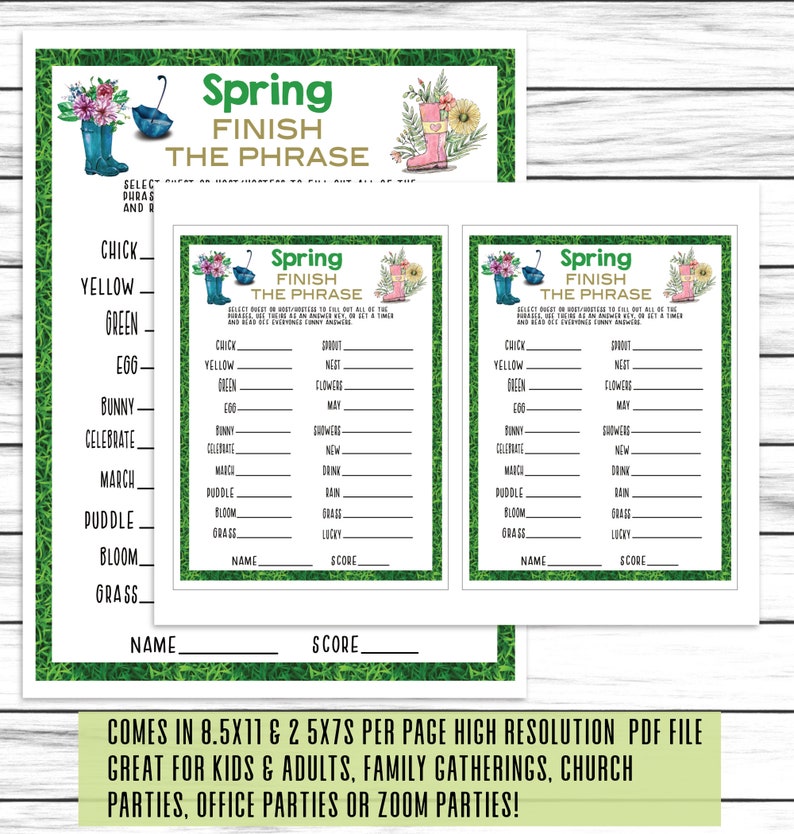 Spring Fun Games Spring Party Games Trivia Scattergories - Etsy